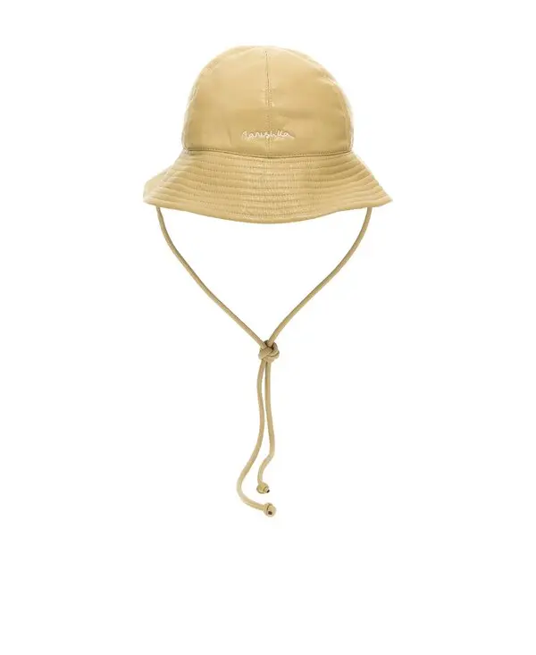 Nanushka Logo-embroidered Faux-leather Bucket Hat - Nude