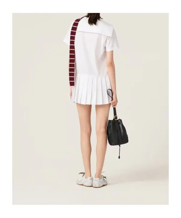 Miu Miu Short-sleeved Sailor Collar Dress With Pleated Skirt