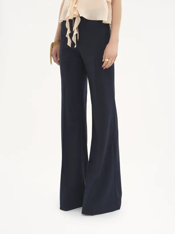 Chloé Belted Wool Bell Bottom Trousers