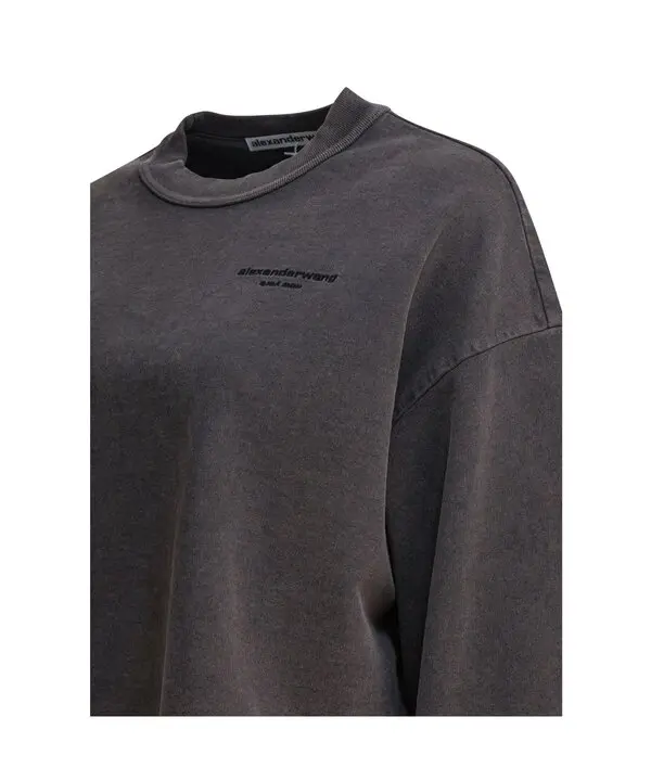Alexander Wang Cropped Crewneck Sweatshirt With Balloon Sleeves