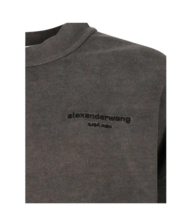 Alexander Wang Cropped Crewneck Sweatshirt With Balloon Sleeves