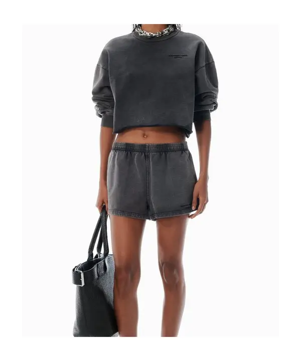 Alexander Wang Cropped Crewneck Sweatshirt With Balloon Sleeves