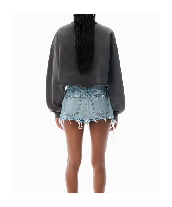 Alexander Wang Cropped Crewneck Sweatshirt With Balloon Sleeves