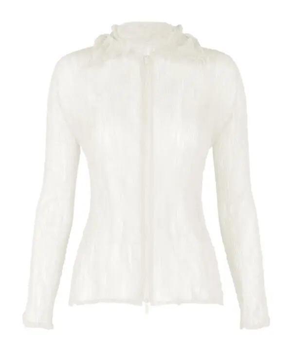 Issey Miyake Chiffon Twist Zip-up Top - White