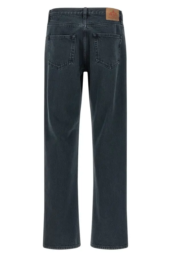 Prada Triangle-logo Straight-leg Jeans - Black