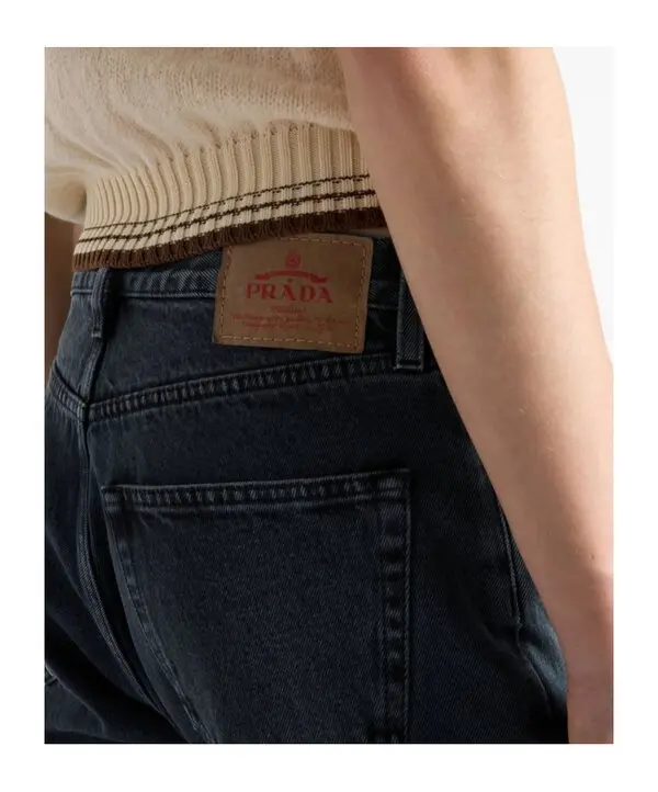 Prada Triangle-logo Straight-leg Jeans - Black