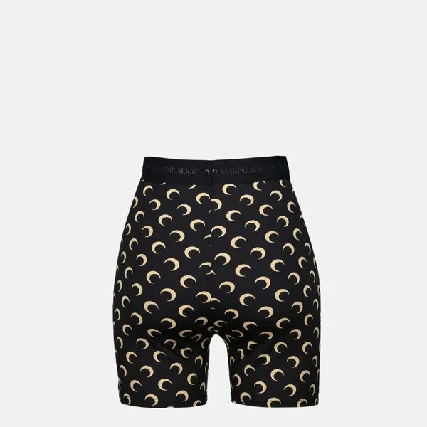 MARINE SERRE Crescent Print High-waist Stretch Mini Shorts - Black