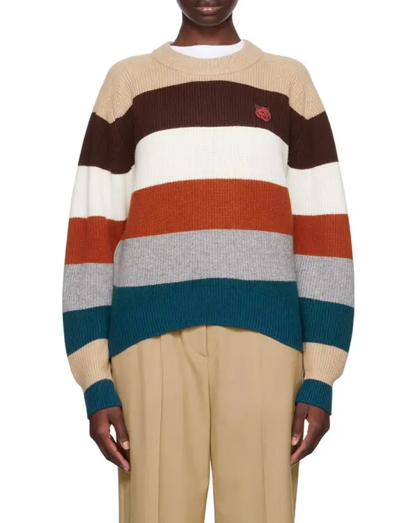 Maison Kitsuné Woolen Striped Crewneck Sweater