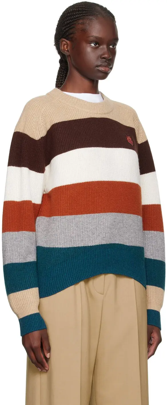 Maison Kitsuné Woolen Striped Crewneck Sweater