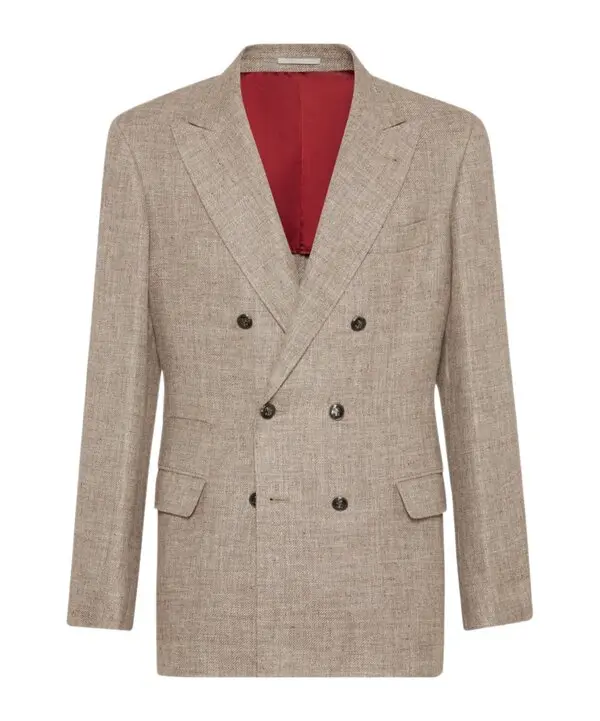 Brunello Cucinelli Double-breasted Long Sleeved Blazer - Nude