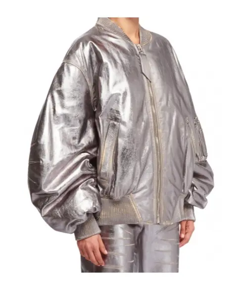 Attico Leather Bomber Jacket