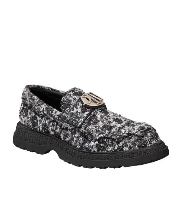 Dior Cannage Tweed Loafers - Black