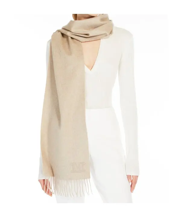 Max Mara Wsdalia Fringed Edge Scarf - Beige
