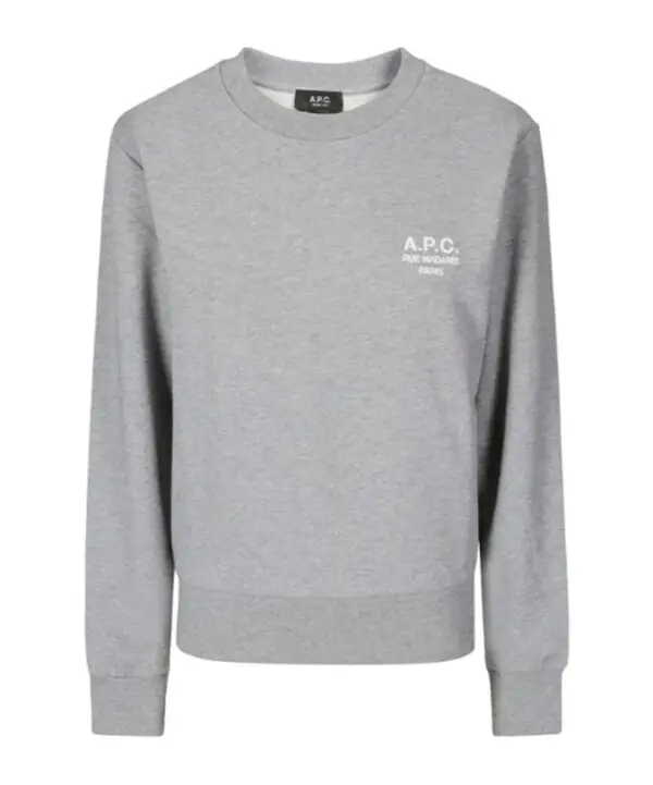 A.p.c. Rue Madame Logo Embroidered Crewneck Sweatshirt - Grey
