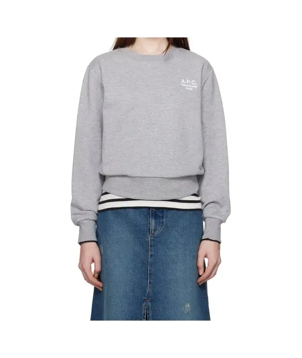 A.p.c. Rue Madame Logo Embroidered Crewneck Sweatshirt - Grey