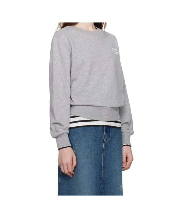 A.p.c. Rue Madame Logo Embroidered Crewneck Sweatshirt - Grey