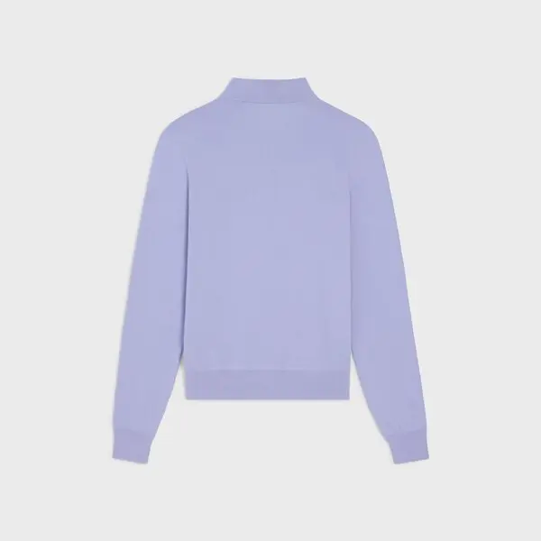 Celine Polo Sweater In Fine Cotton - Blue