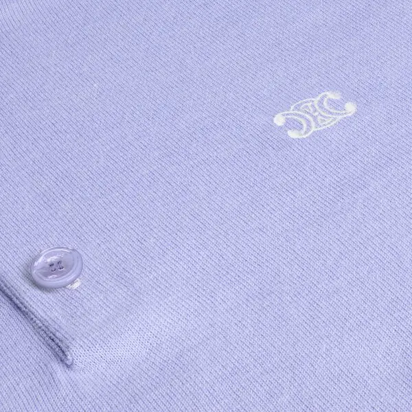 Celine Polo Sweater In Fine Cotton - Blue