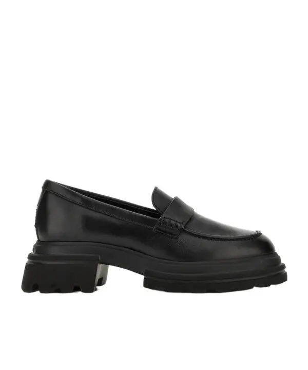 Hogan Leather Loafers With Penny Strap - Black