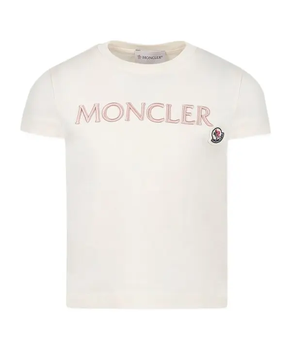 Moncler Embroidered Logo Cotton T-shirt - White