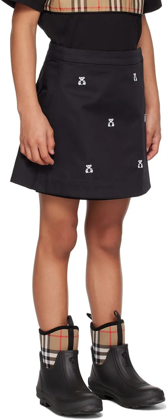 Burberry Thomas Bear Embroidered Pleated Skirt