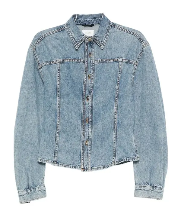 HAIKURE Denim Button-up Jacket With Quilted Details