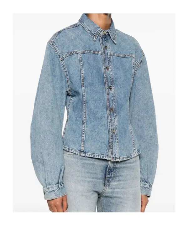 HAIKURE Denim Button-up Jacket With Quilted Details