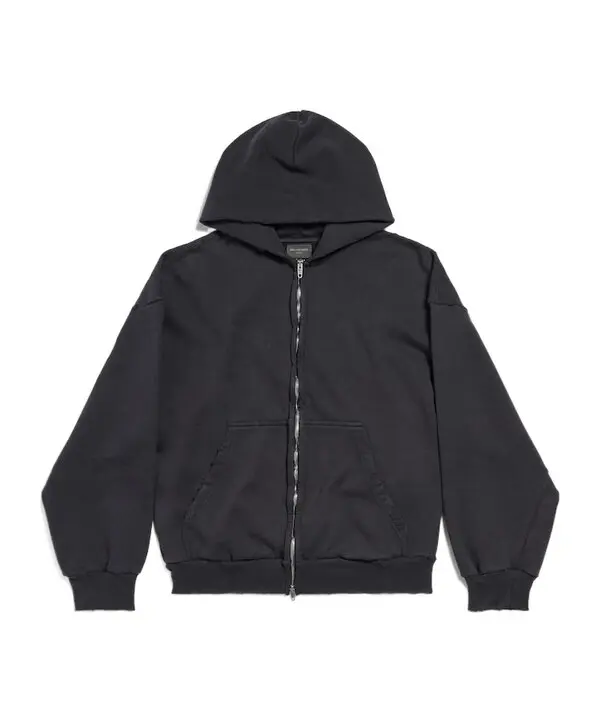 Balenciaga Zip-up Hoodie With Printed Back Detail - Black