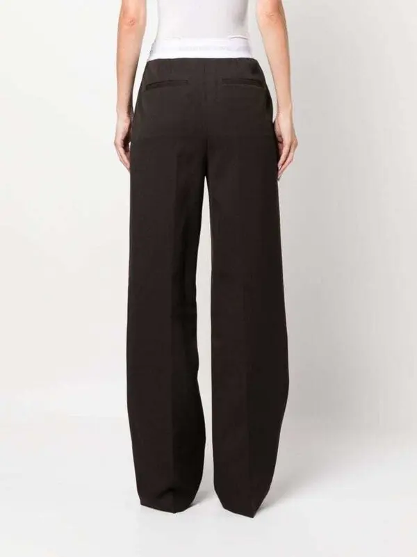 Alexander Wang Logo Waistband Straight-leg Trousers - Brown