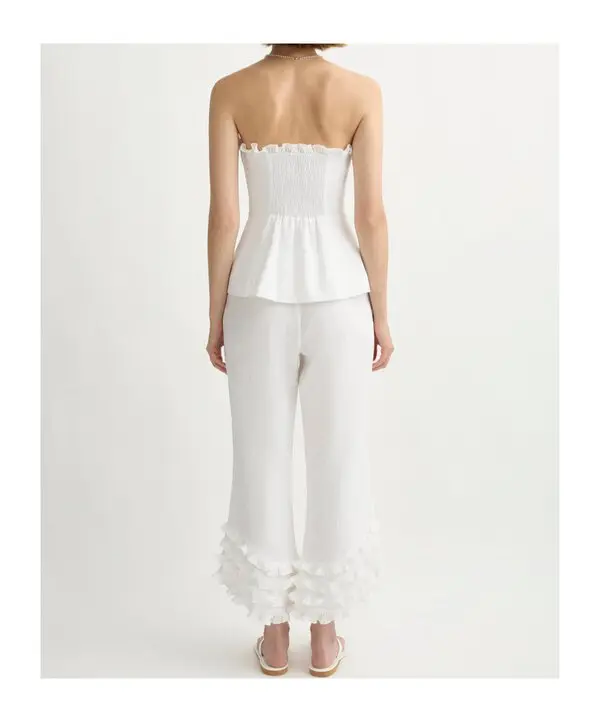 Posse Florence Strapless Top With Ruffle Details - White