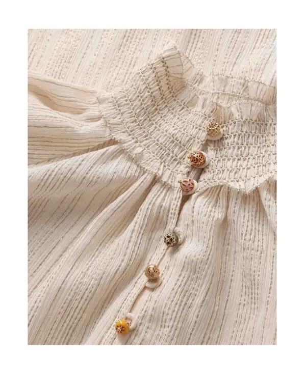 Zimmermann Aster Shirred Stand Collar Blouse - Cream