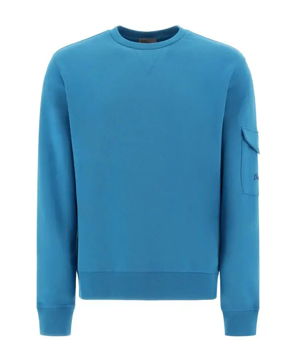 Herno Crewneck Sweatshirt With Sleeve Pocket - Blue