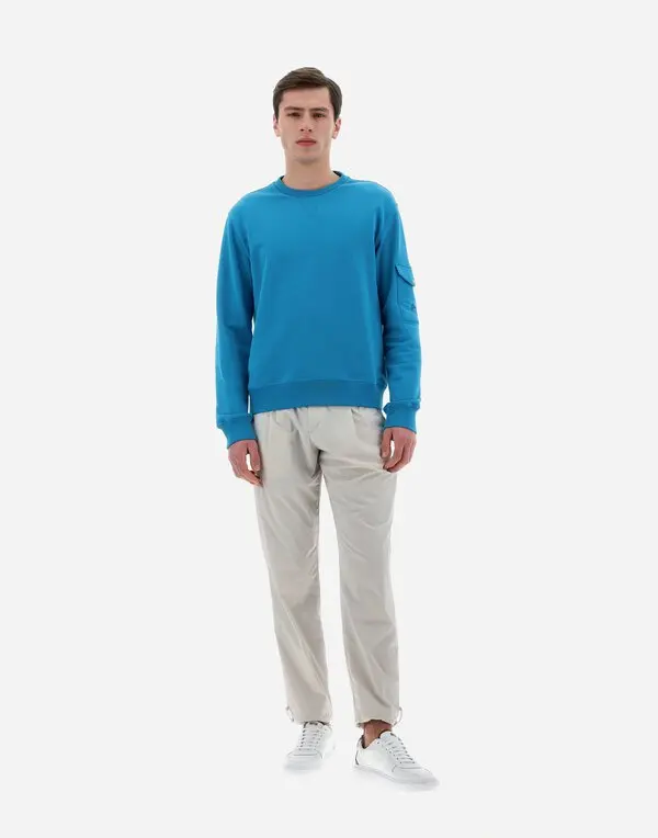 Herno Crewneck Sweatshirt With Sleeve Pocket - Blue