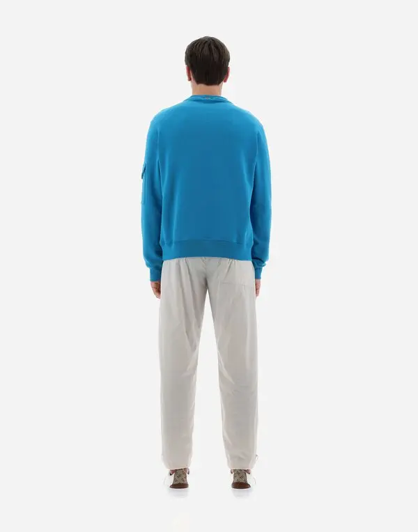 Herno Crewneck Sweatshirt With Sleeve Pocket - Blue