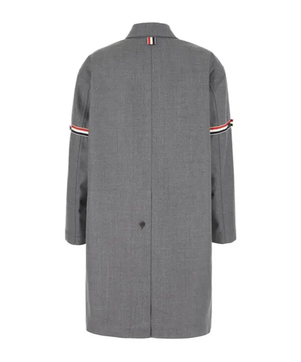 Thom Browne Rwb-stripe Drop Shoulder Twill Coat