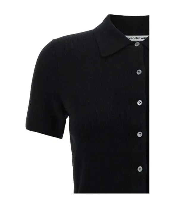 Alexander Wang Logo Patch Knitted Polo Cardigan