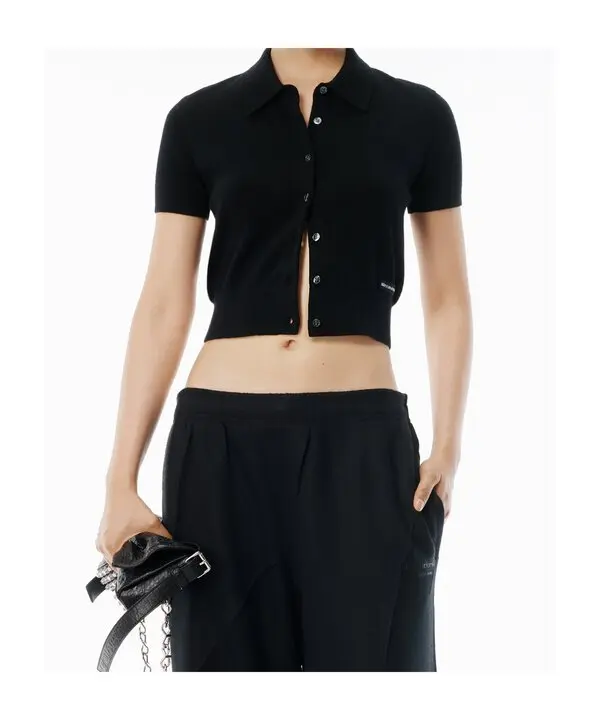 Alexander Wang Logo Patch Knitted Polo Cardigan