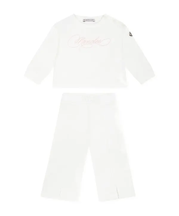 Moncler Embroidered Cursive Logo Set - White