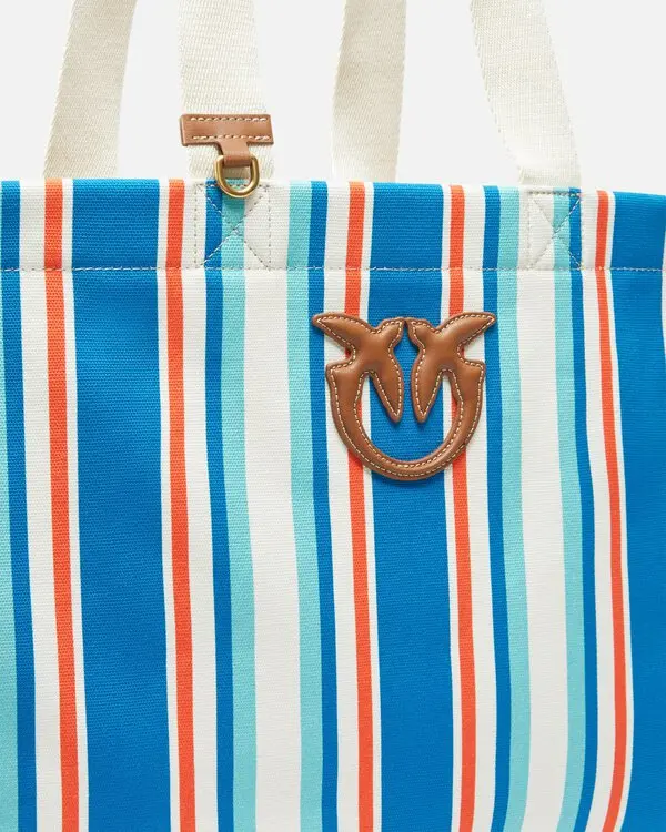 Pinko Extra Large Striped Print Shopper Bag - Blue