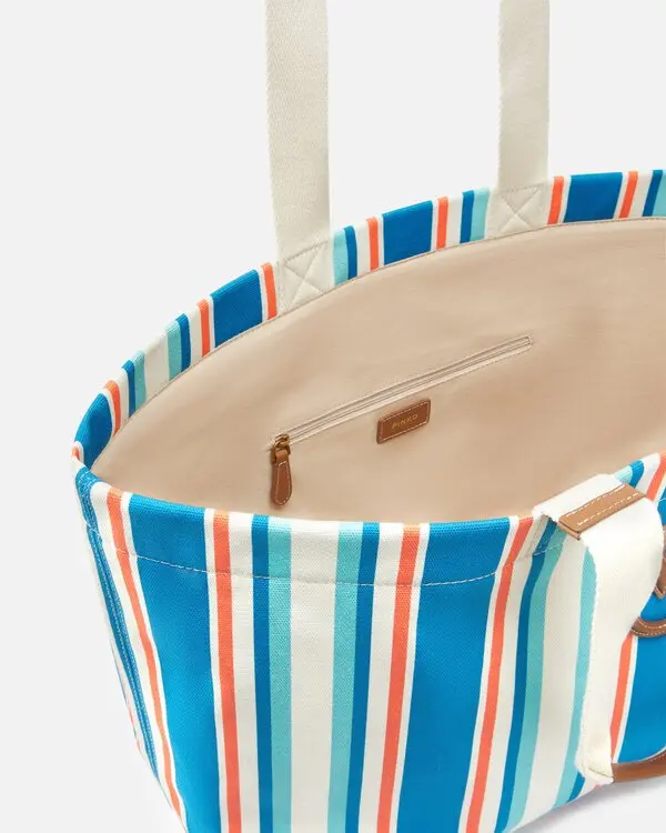Pinko Extra Large Striped Print Shopper Bag - Blue
