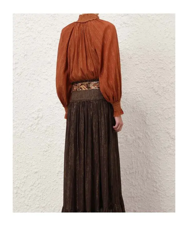 Zimmermann Aster Gathered Blouse - Tan