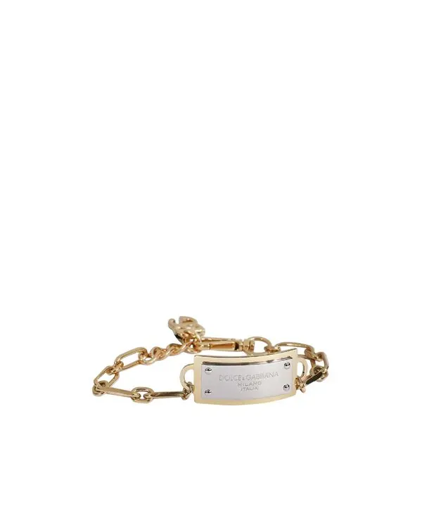 Dolce & Gabbana Engraved Chain-link Bracelet With Emblem Sign - Yellow