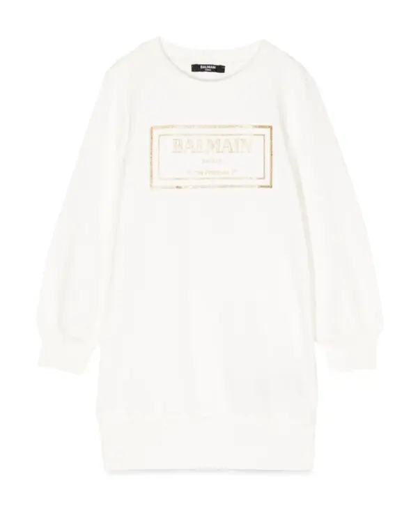Balmain Logo-print Cotton Dress - White