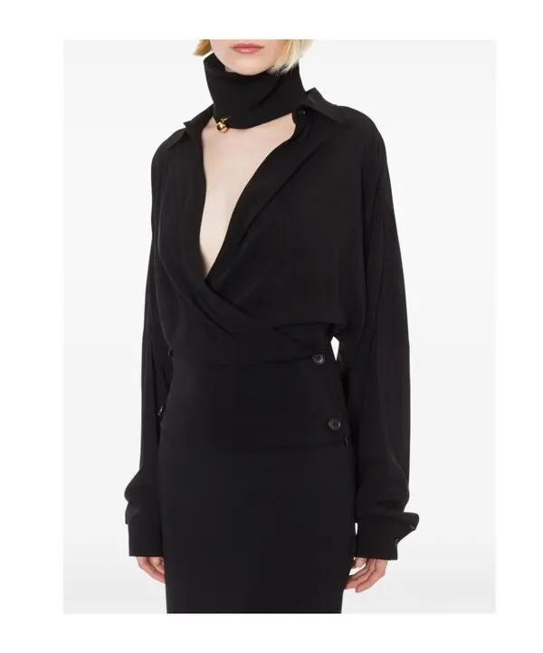 Philosophy Di Lorenzo Serafini Panelled Crossover Neck Blouse
