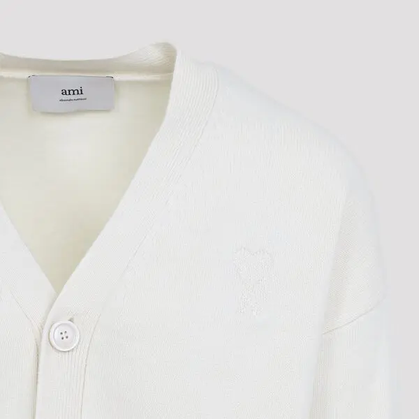 AMI Paris Logo Detailed V-neck Cardigan
