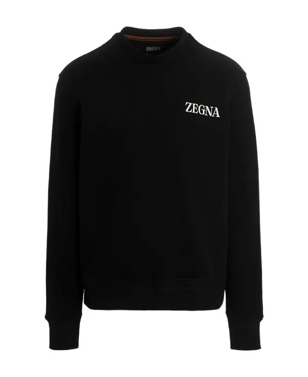 Zegna Cotton Logo Print Sweatshirt - Black