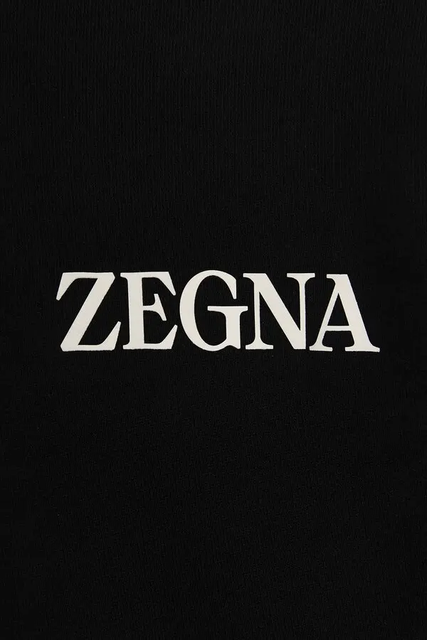 Zegna Cotton Logo Print Sweatshirt - Black