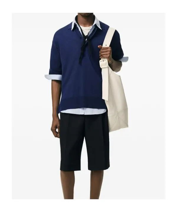 Ami Asymmetric Knit Polo Top