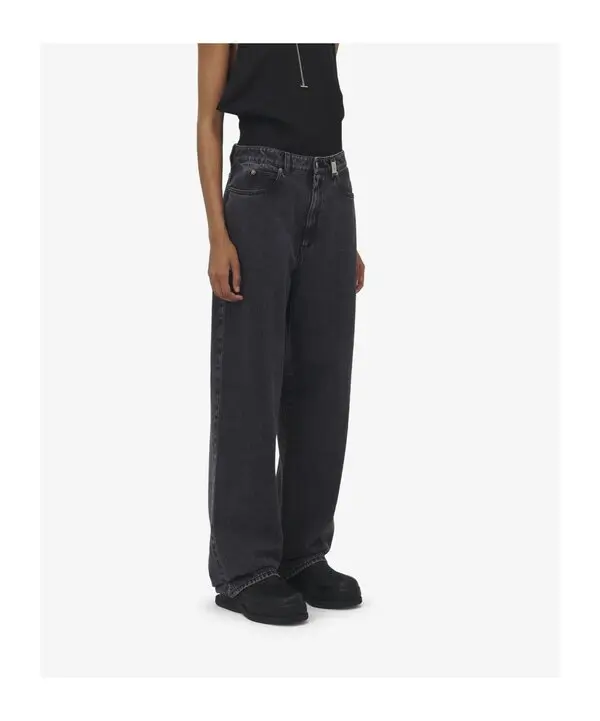 Alexander McQueen Wide-leg Jeans With Skull Plaque - Black