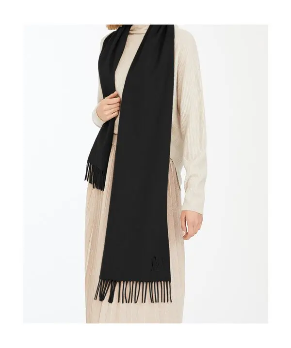 Max Mara Monogram-embroidered Camel Stole - Black